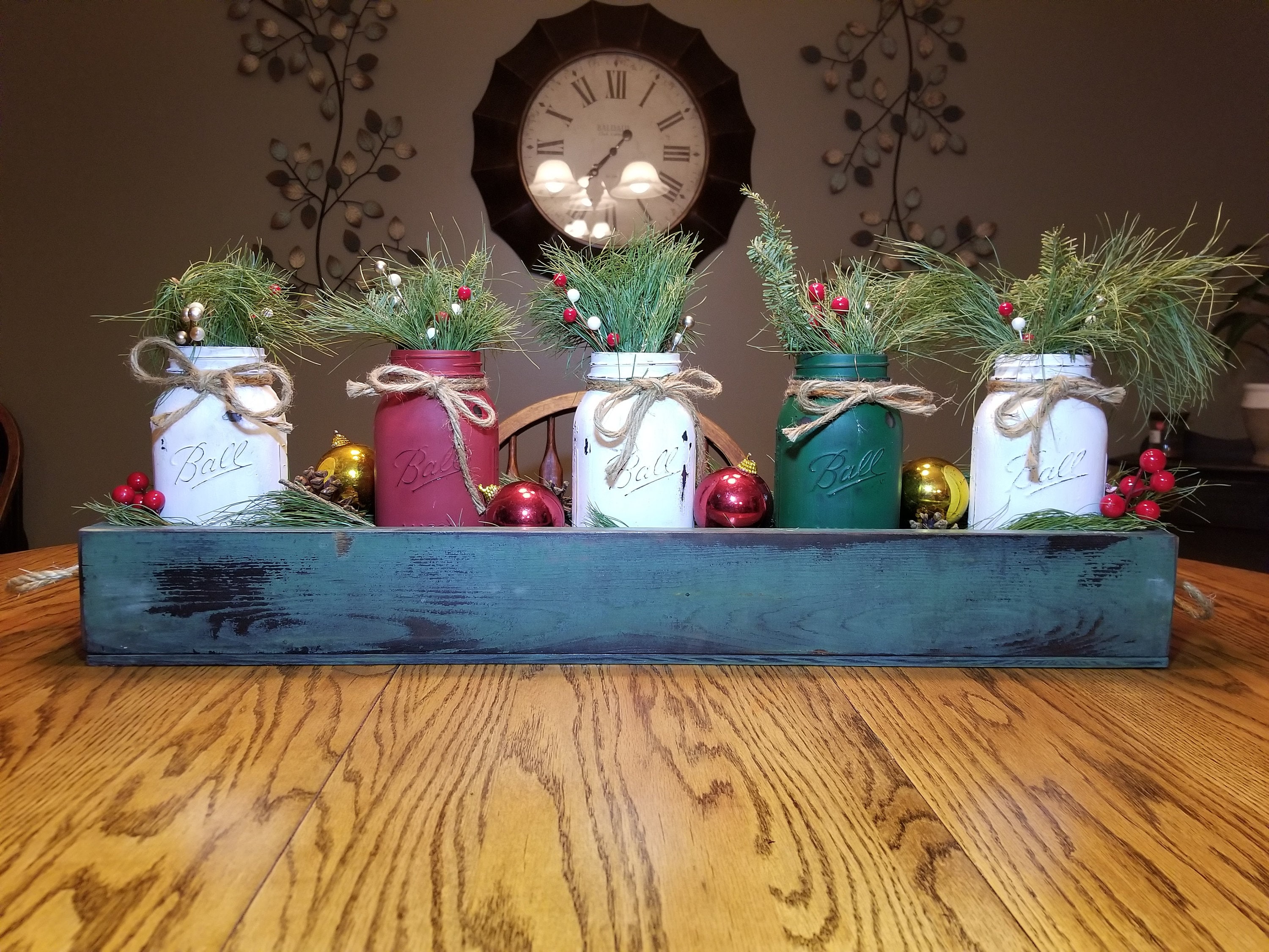 30 Moss Green Primitive Box Rustic Centerpiece 7 Jar | Etsy