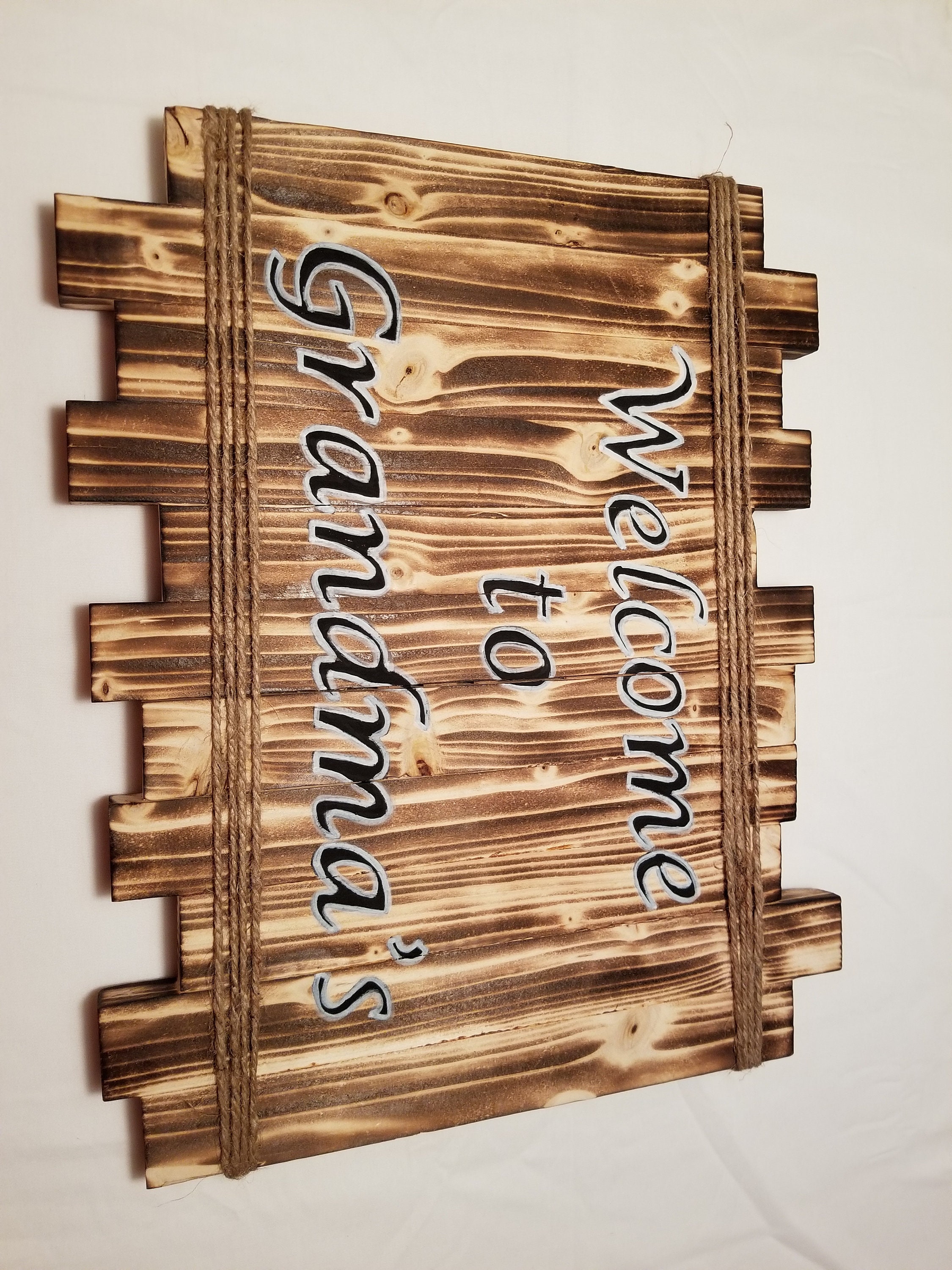 Welcome to Grandma's Sign, Rustic Welcome Sign, Picket Fence Sign ...