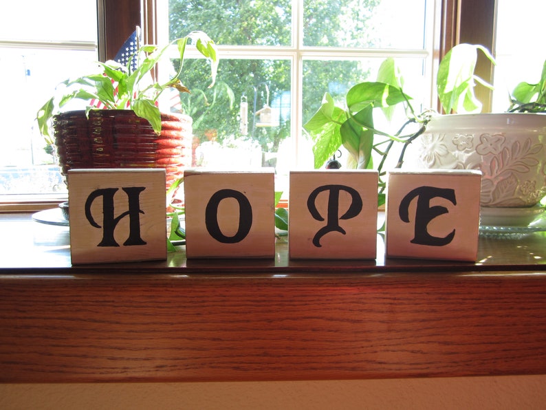 Hope Wood Blocks Hand Painted Blocks Hope Letter Blocks - Etsy
