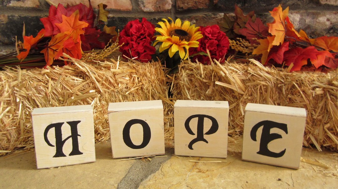 Hope Wood Blocks, Hand Painted Blocks, Hope Letter Blocks, Hope Sign ...