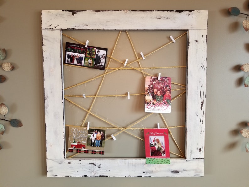 White Rustic Clothespin Frame Rustic Twine String Frame - Etsy