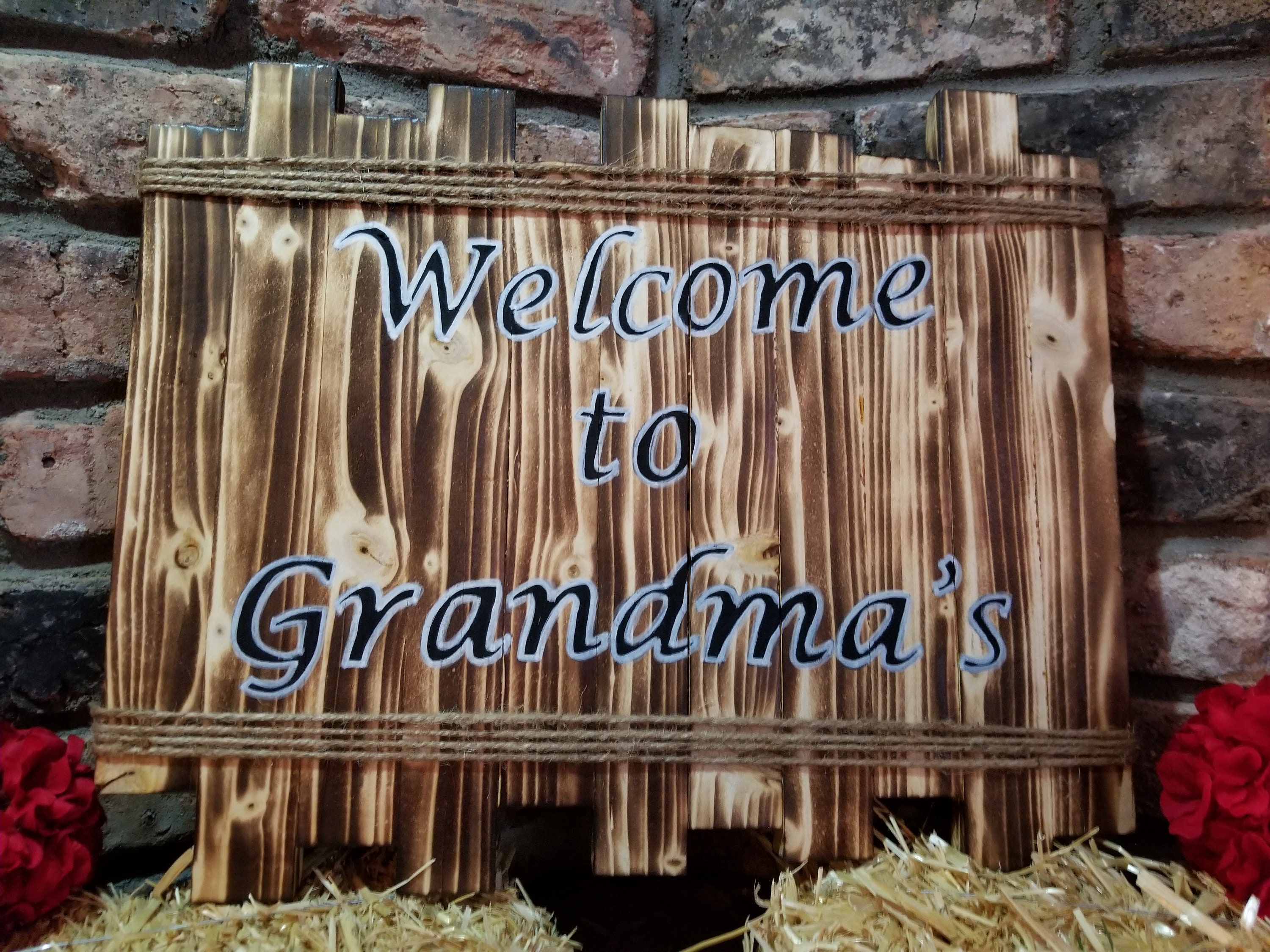Welcome to Grandma's Sign, Rustic Welcome Sign, Picket Fence Sign ...