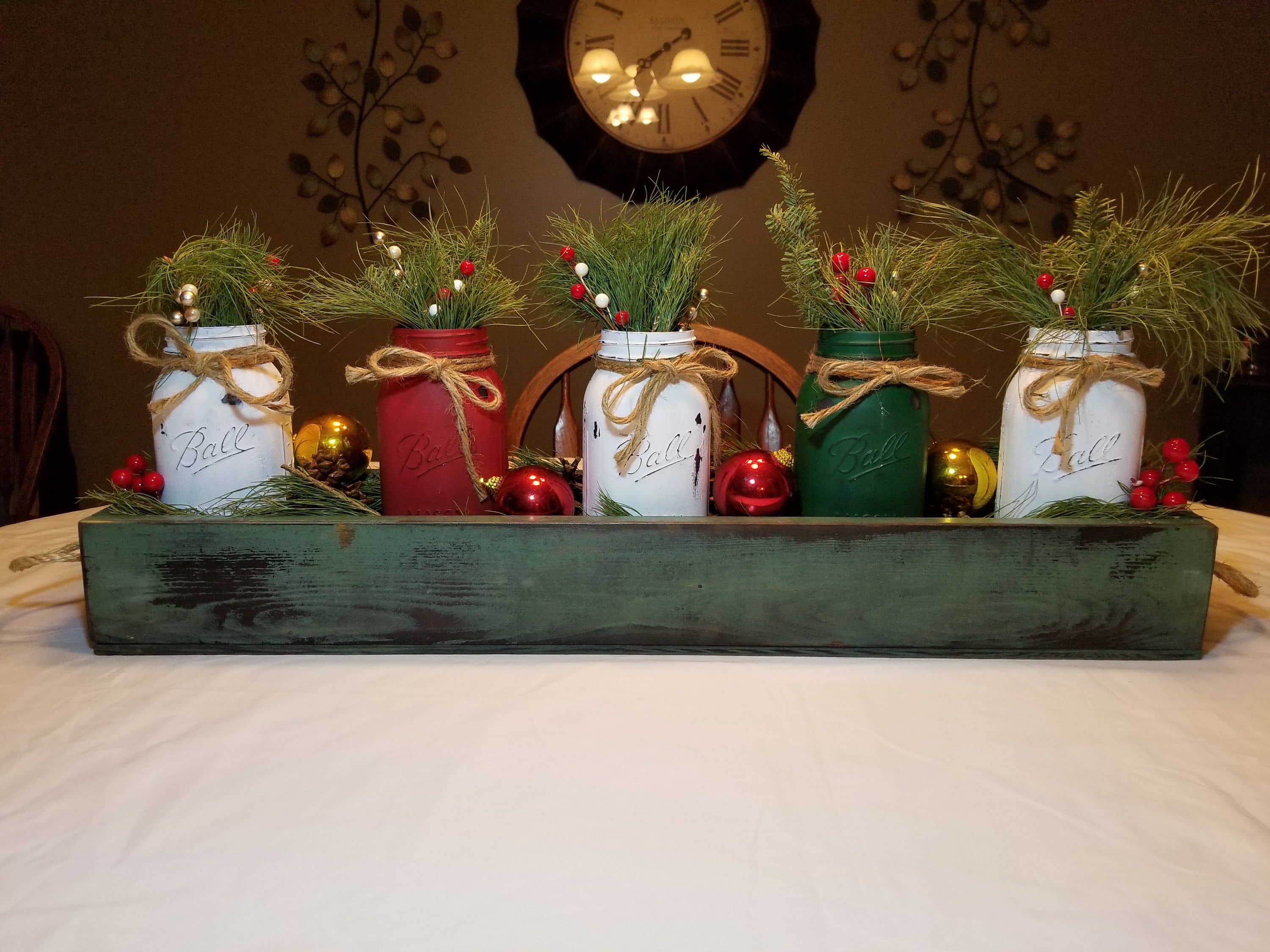 30 Moss Green Primitive Box Rustic Centerpiece 7 Jar | Etsy