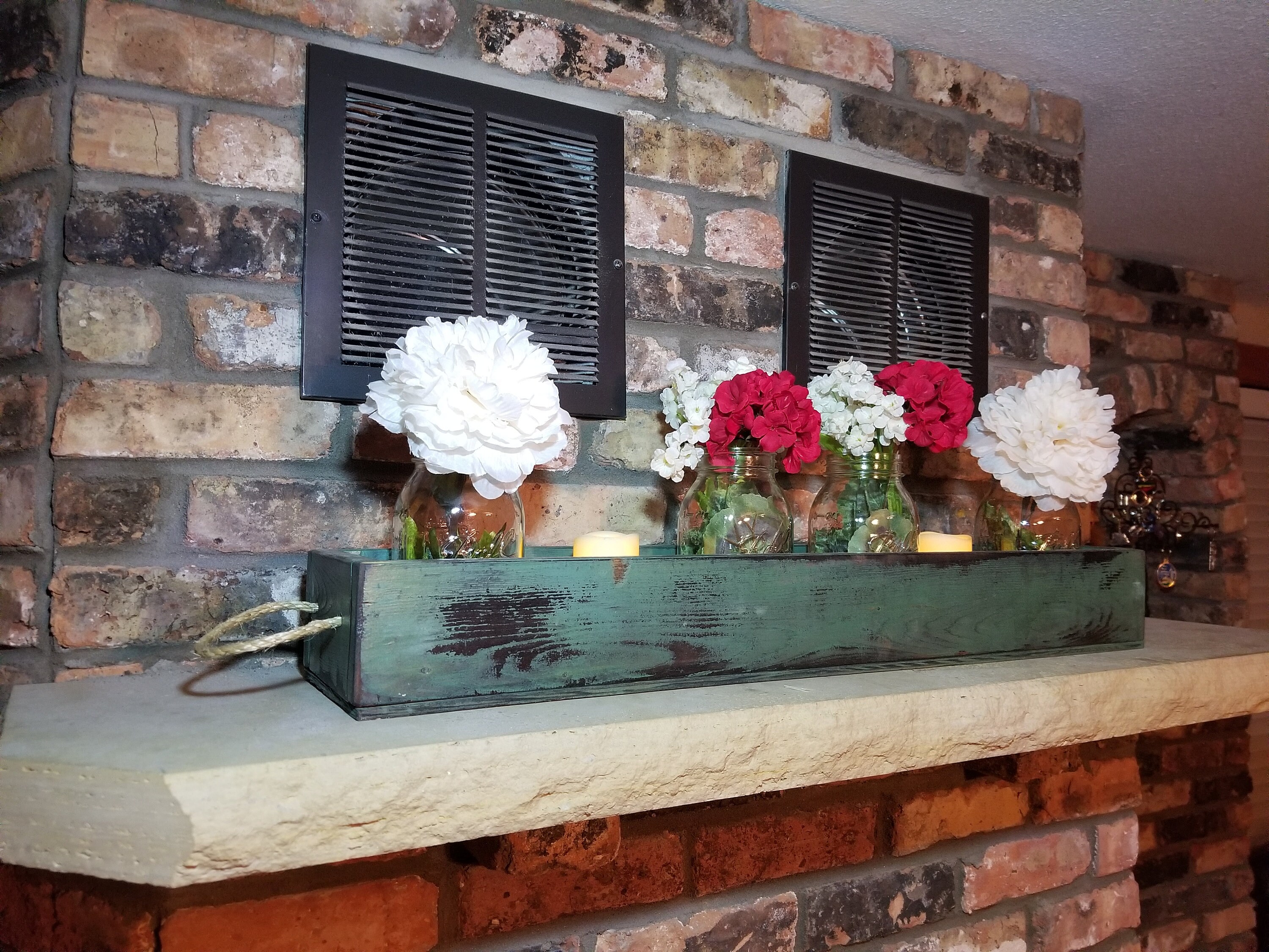 30 Moss Green Primitive Box Rustic Centerpiece 7 Jar | Etsy