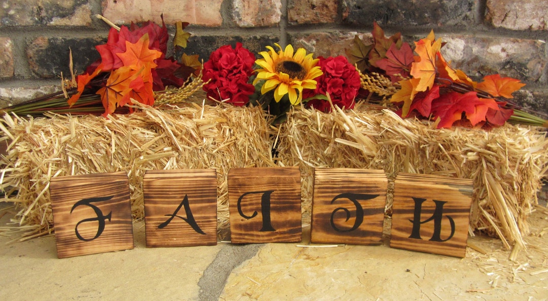 Faith Wood Decor, Faith Block Letters, Rustic Wood Blocks, Rustic Wood ...