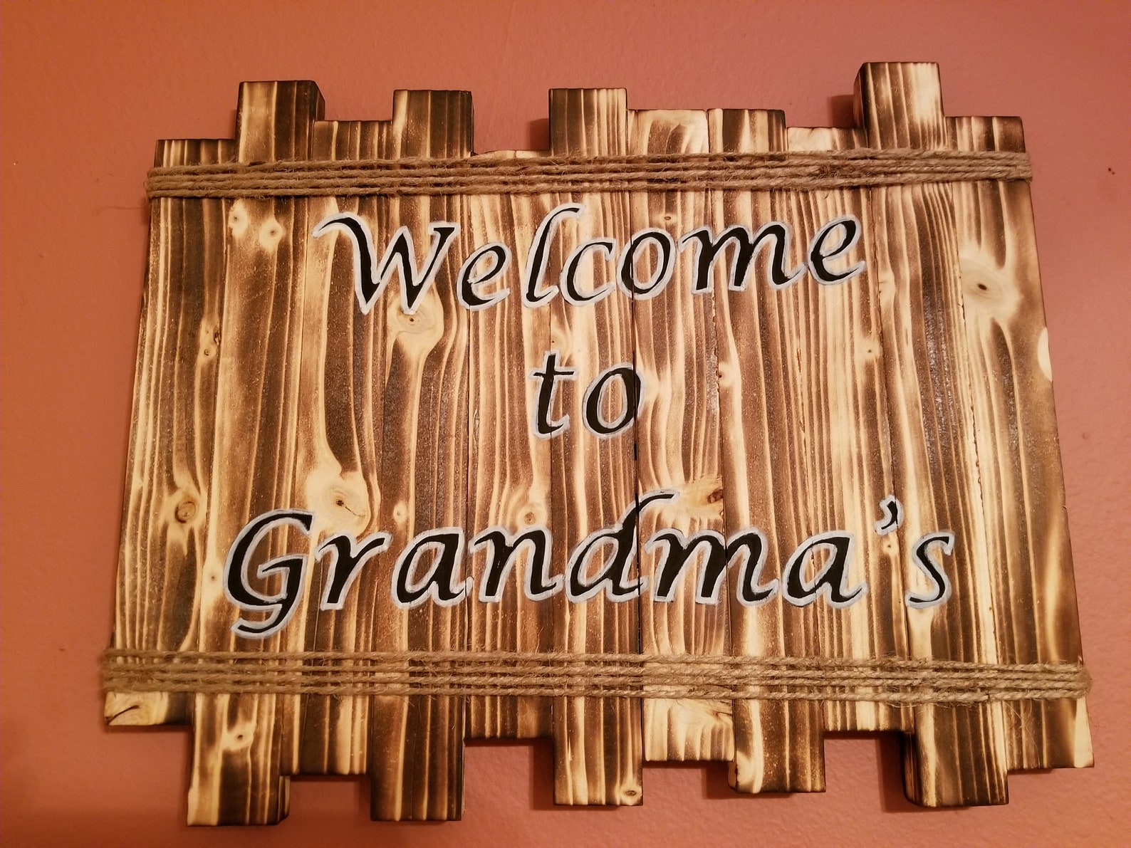Welcome to Grandma's Sign, Rustic Welcome Sign, Picket Fence Sign ...