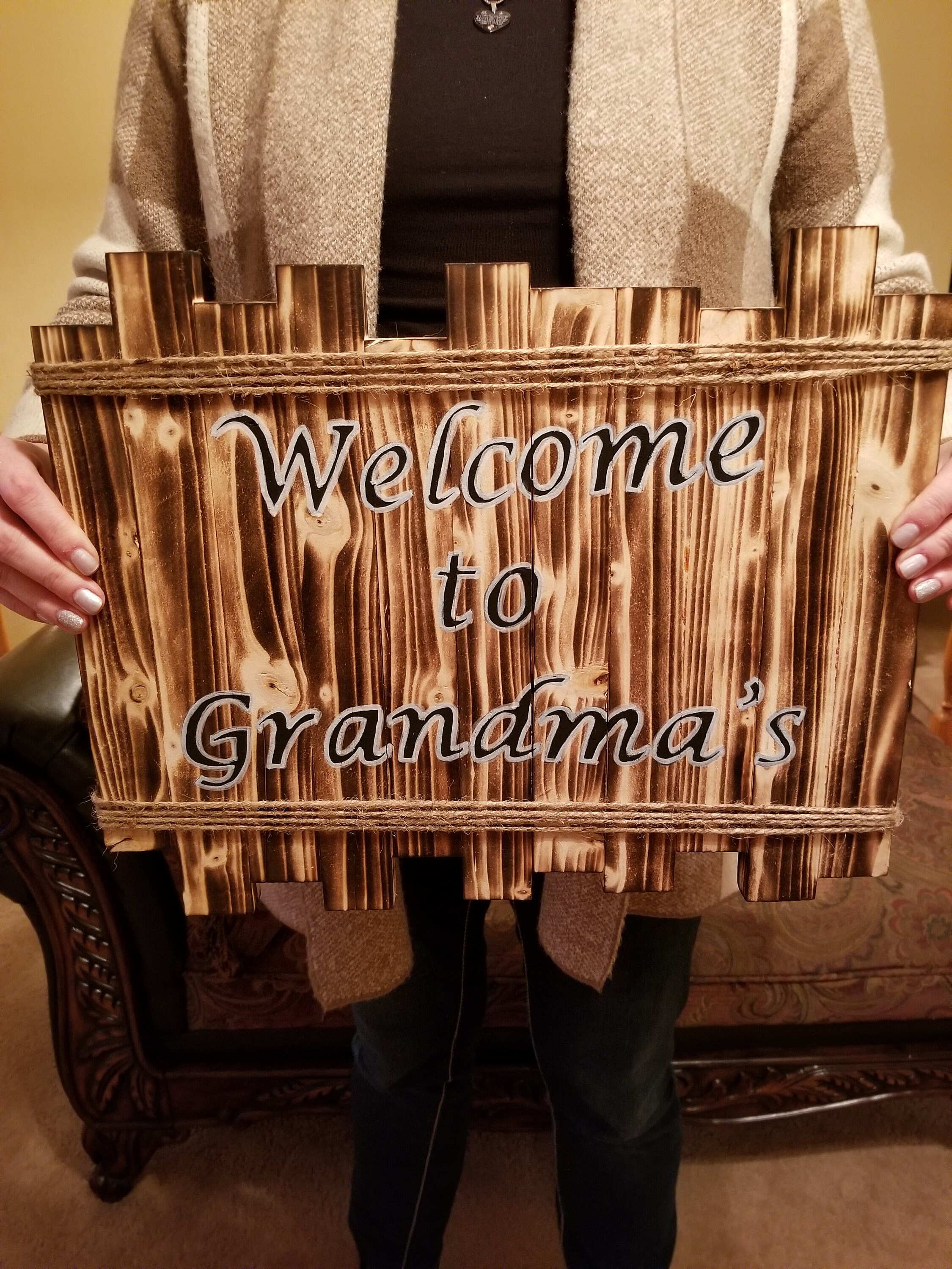 Welcome to Grandma's sign Rustic welcome sign picket | Etsy