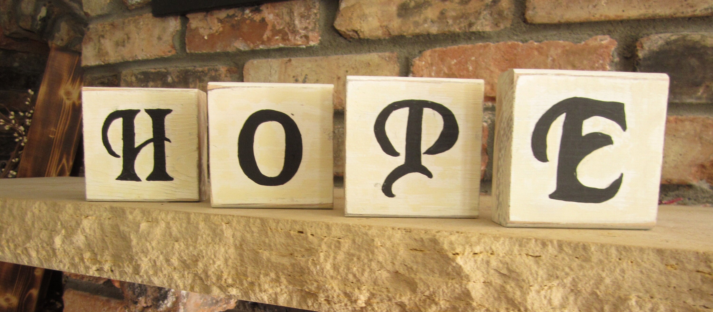 Hope Wood Blocks Hand Painted Blocks Hope Letter Blocks - Etsy