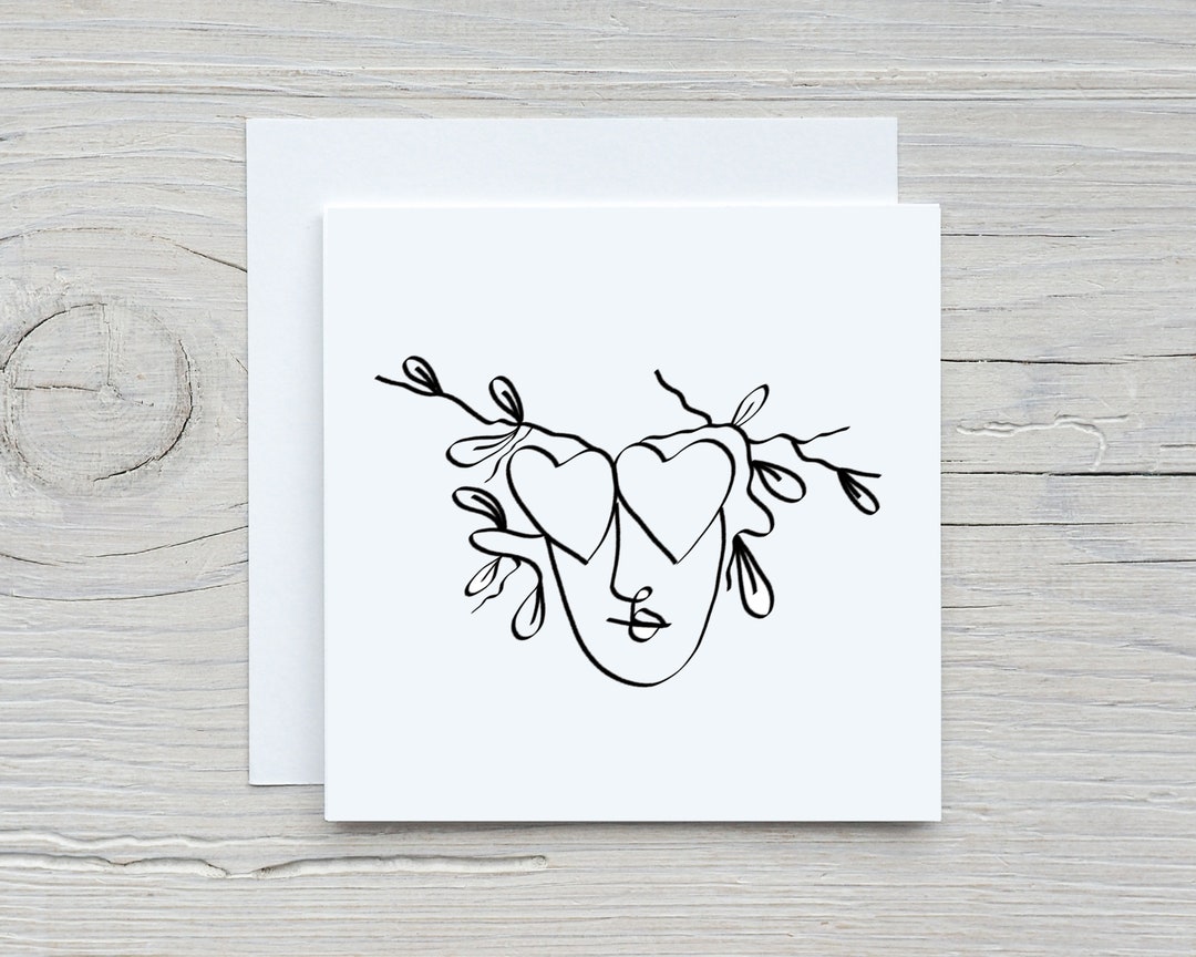 Blank Simple Greeting Card. Abstract Line Card. Line Drawing Card ...