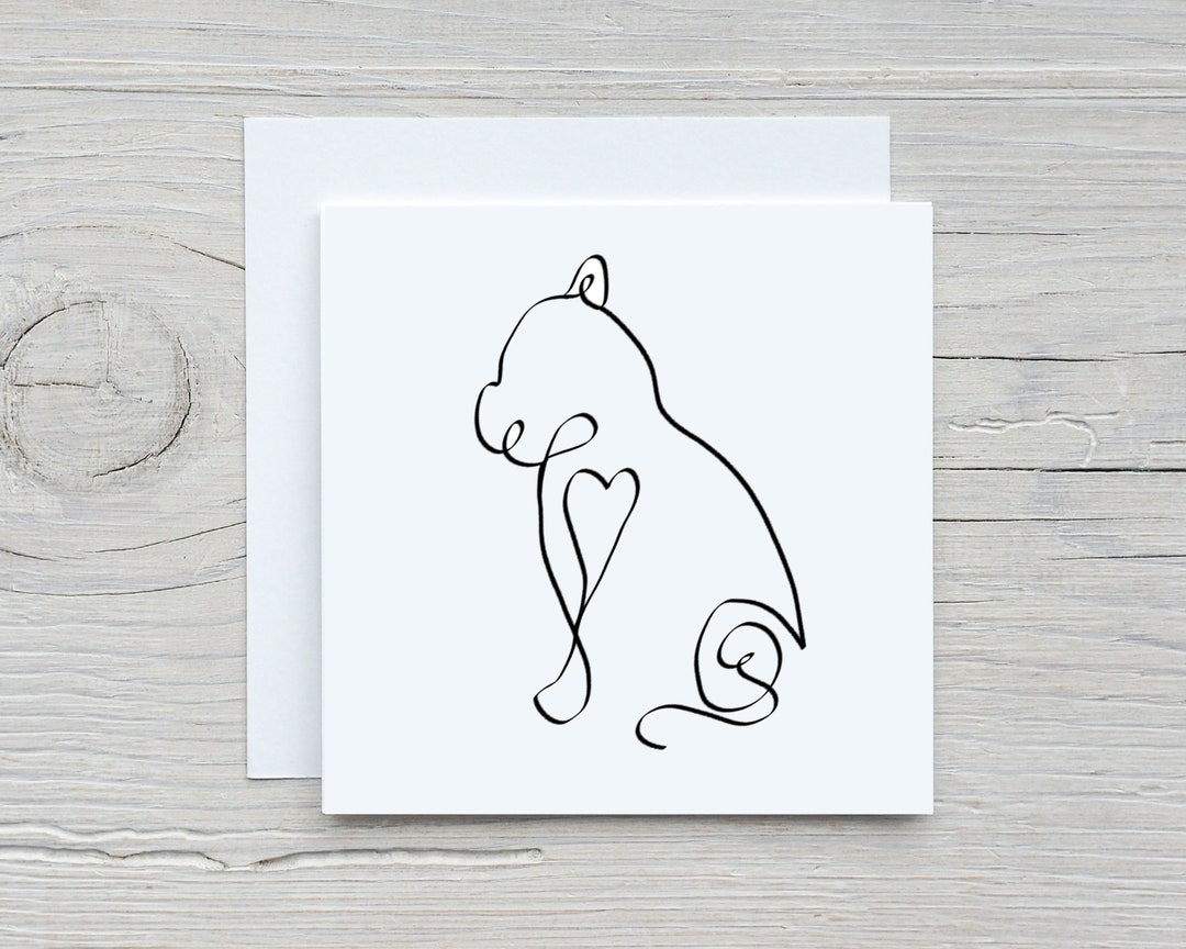 Blank Simple Greeting Card. Abstract Line Card. Line Drawing Card. Dog ...