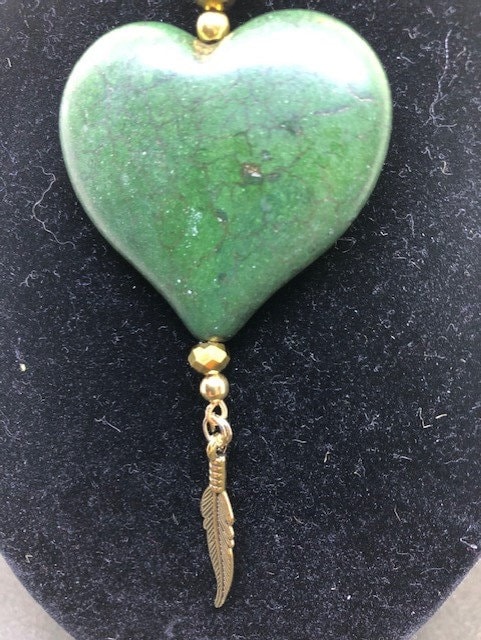 Green Heart Pendant Necklace - Etsy