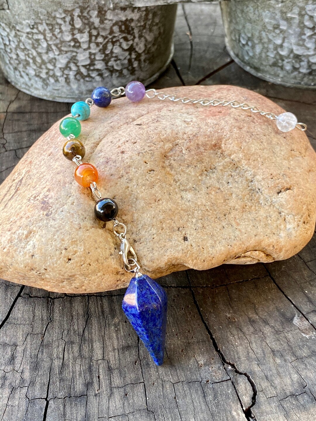 Lapis Lazuli or Malachite Dowsing Pendulum, Gemstone Dowsing Pendulum ...