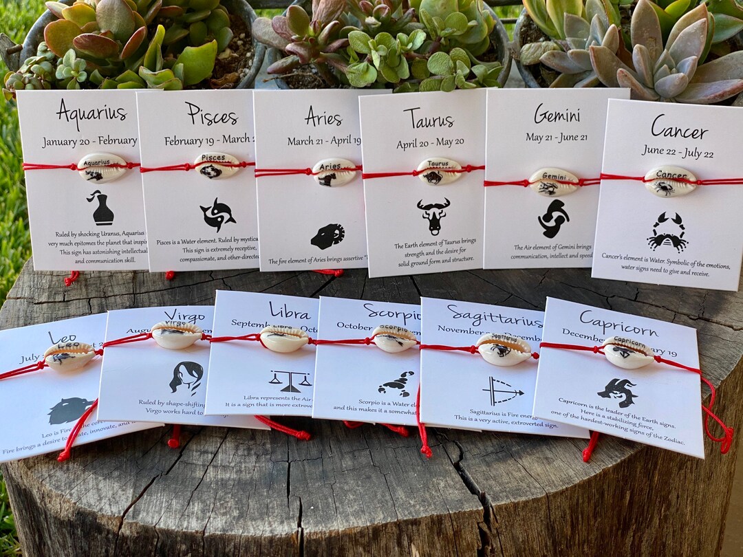 Zodiac Seashell Bracelet, Zodiac Sign Shell Lucky Bracelet, String ...