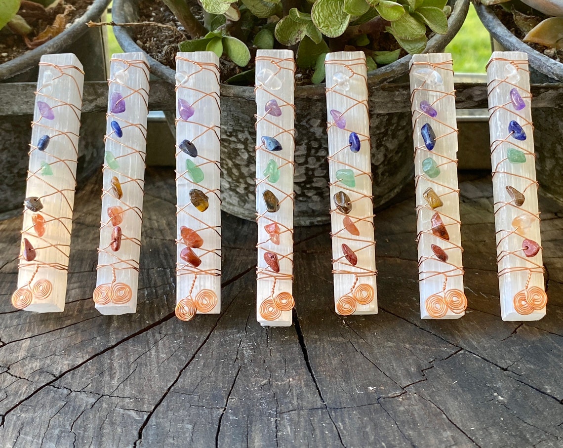 Chakra Selenite Wand Reiki Healing Wand Chakra Balancing | Etsy