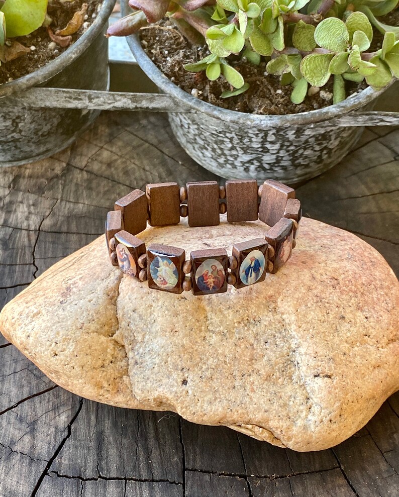 Jesus Saints Bracelet Wood Saints Bracelet Jesus Bracelet - Etsy