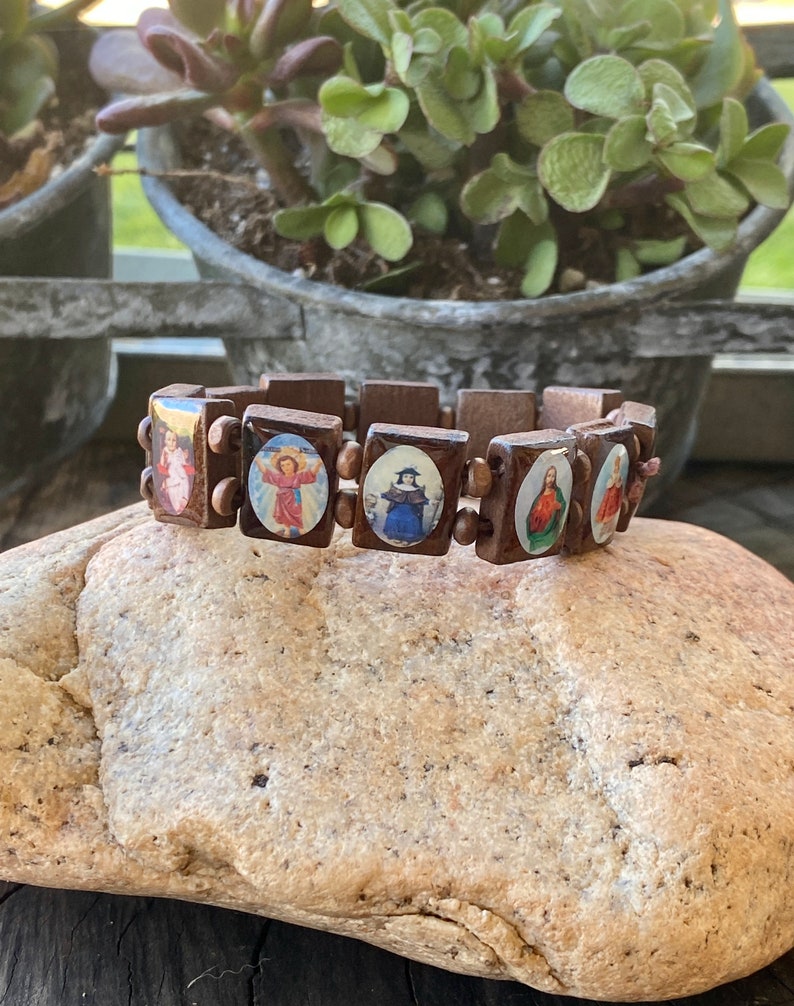 Jesus Saints Bracelet Wood Saints Bracelet Jesus Bracelet - Etsy