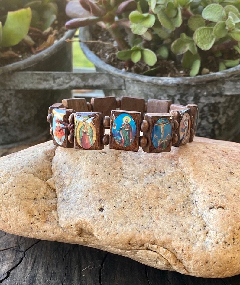 Jesus Saints Bracelet Wood Saints Bracelet Jesus Bracelet - Etsy