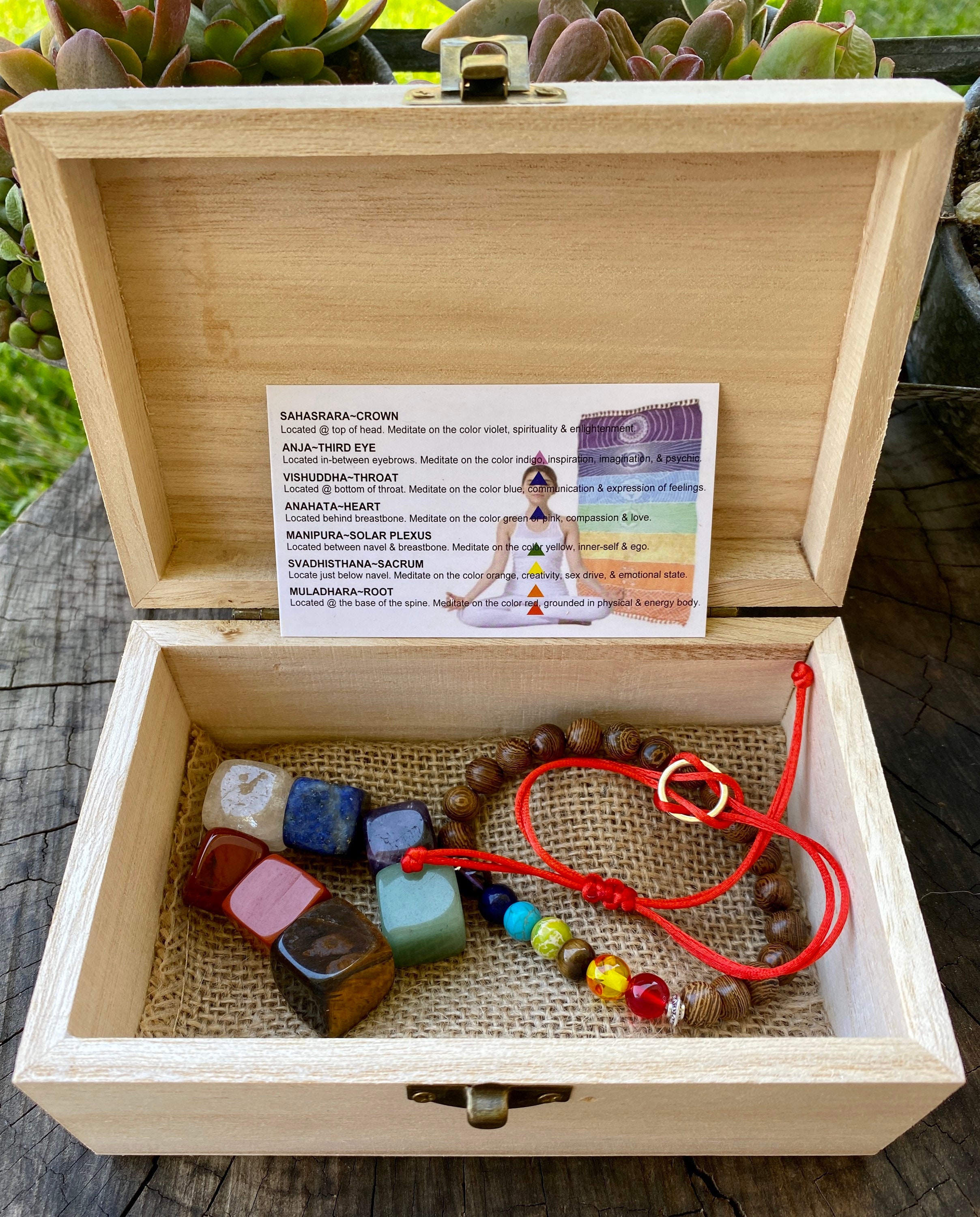 Personalized Prosperity Box with 7 Gemstone Chakra Set Chakra | Etsy