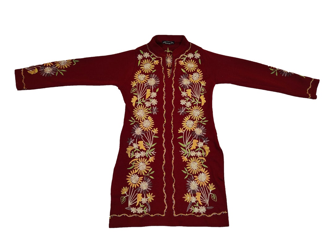 Kashmiri Dress, Kashmiri Kurta , Vintage Kashmir Embroidered Wool Kurti ...