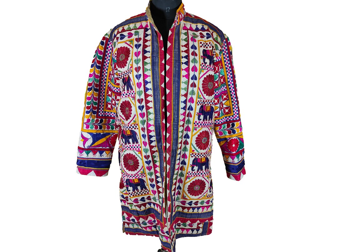 Vintage Kuchi Banjara Reversible Coat Multi Color Hand Embroidered ...