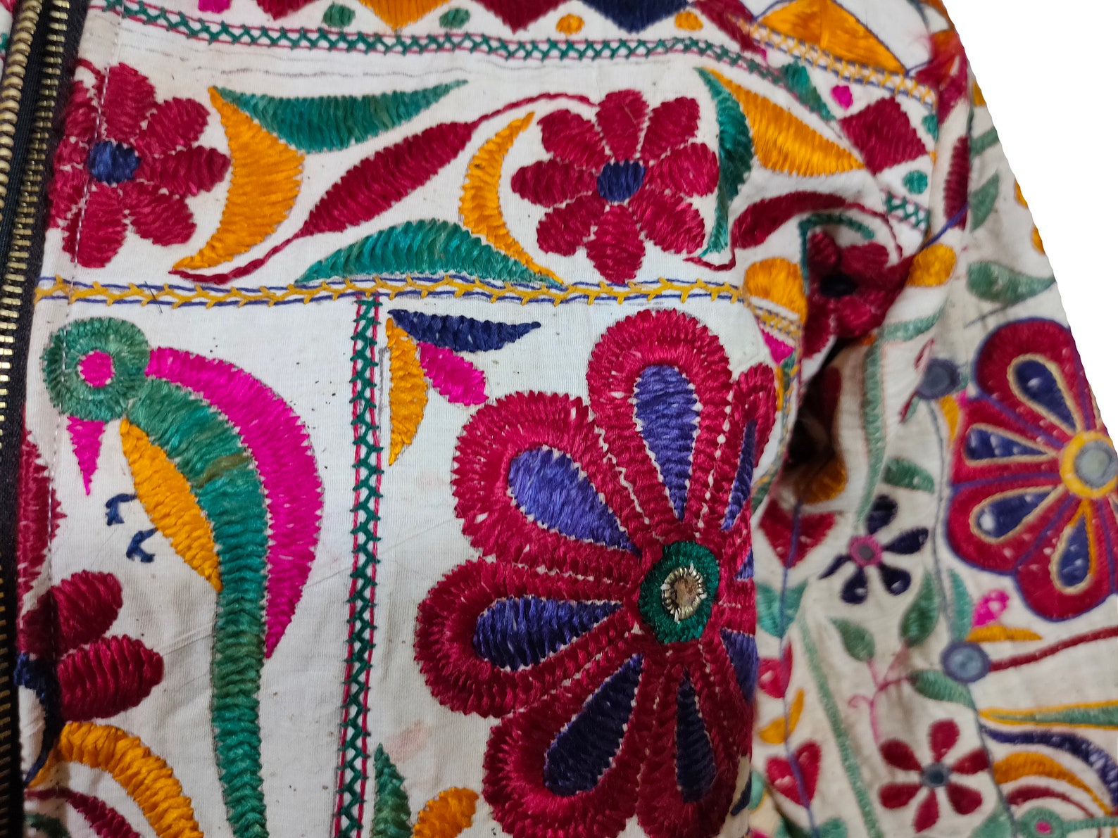Banjara Jackets Grey Fur Jacket Kutchi Multi Color Embroidered, Indian ...