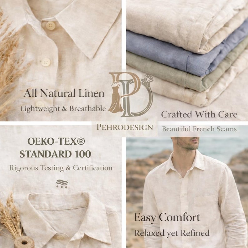 Men's Linen Shirt, Mens Organic Clothes, Beach Linen Shirt, Men's Long ...