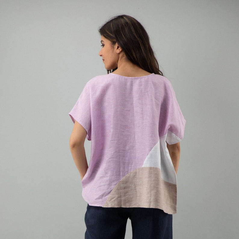 Square Linen Top Oversized Linen Top Wide Neck Top Basic - Etsy