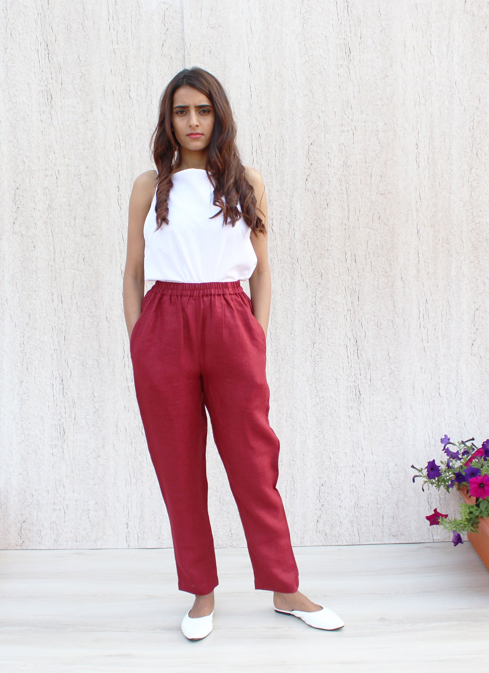 Tapered Linen Pants With Pockets Formal Linen Trousers Summer | Etsy