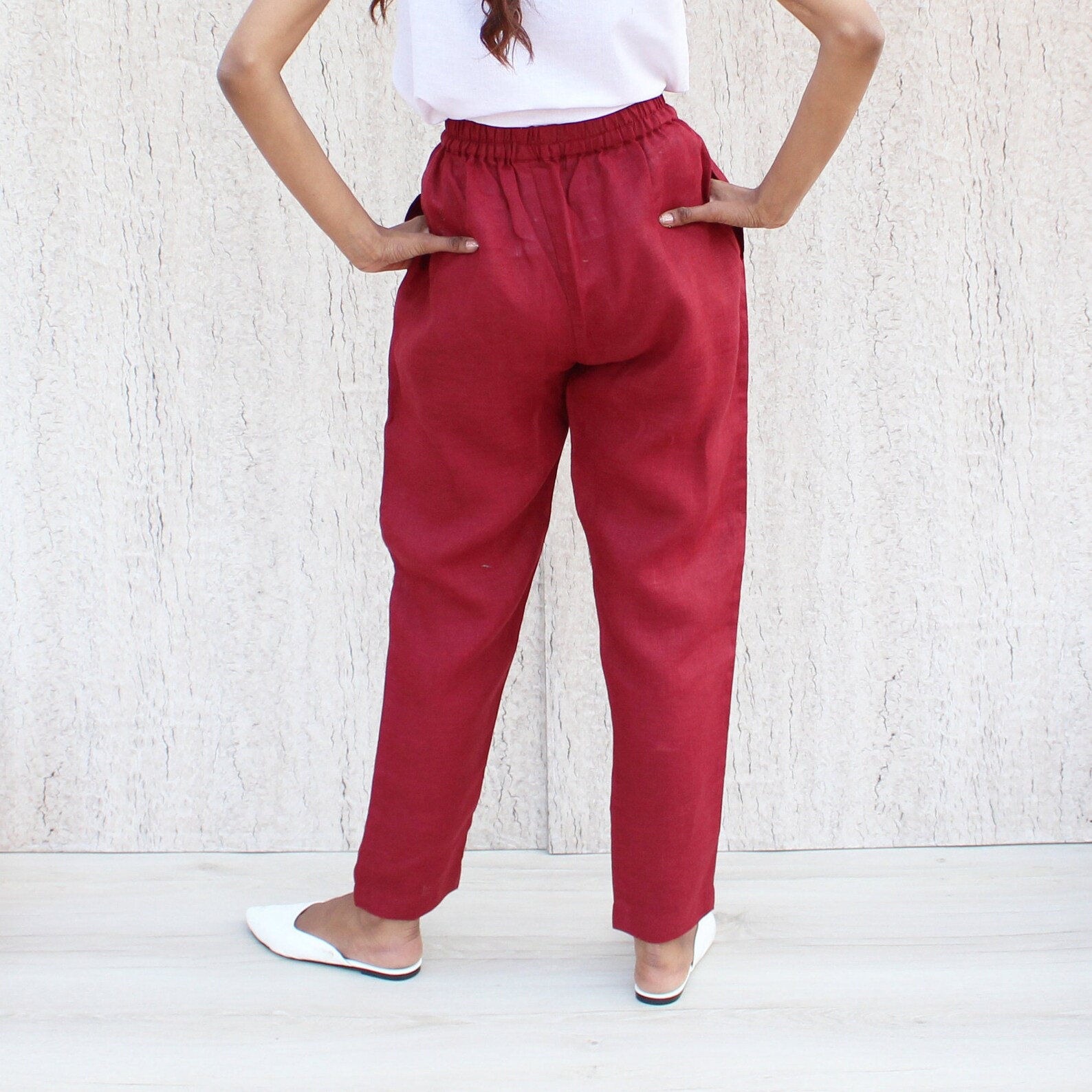 Tapered Linen Pants With Pockets Formal Linen Trousers Summer - Etsy