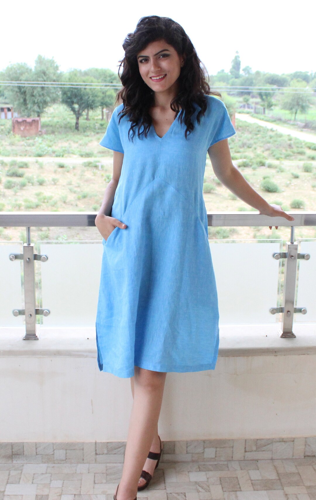 Linen Dress Linen Midi Dress Linen Summer Dress 100% Linen - Etsy