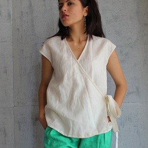 Linen Wrap Top Linen Clothing Linen Blouse Linen Shirt - Etsy
