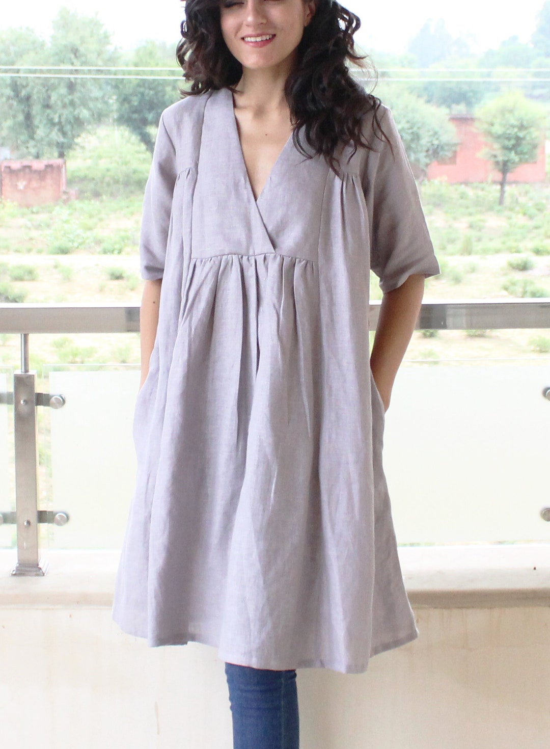 Loose Linen Tunic, Smock Dress With Pockets, Linen Clothing, Linen ...
