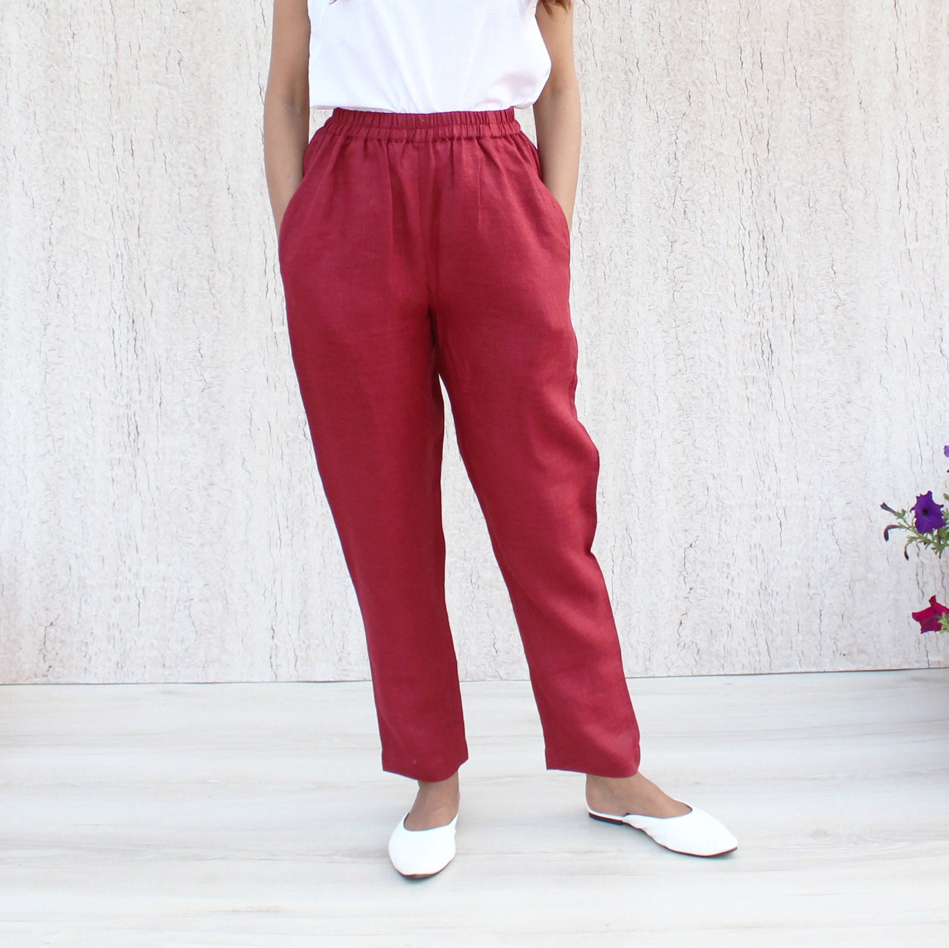 Tapered Linen Pants With Pockets Formal Linen Trousers Summer - Etsy