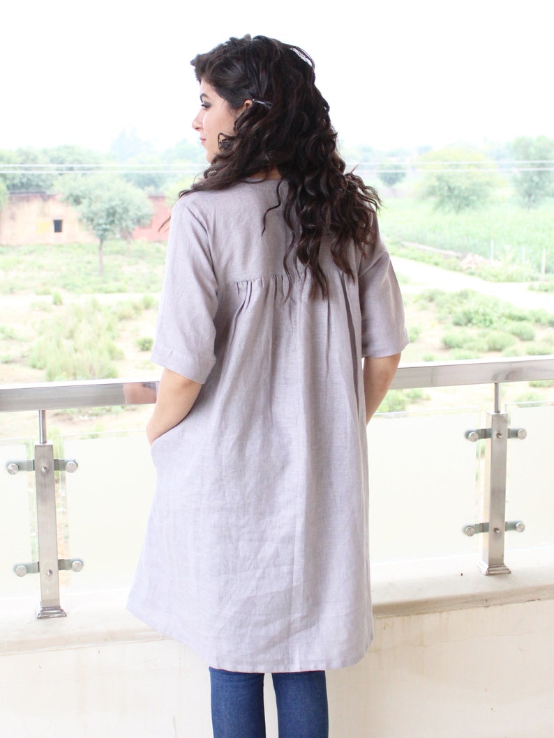 Pure Linen Dress Washed Linen Clothing Linen Dress Linen Tunic - Etsy ...
