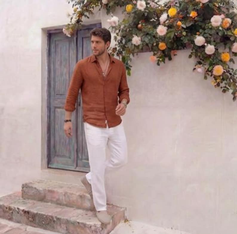 Men's Linen Shirt, Mens Organic Clothes, Beach Linen Shirt, Men's Long ...