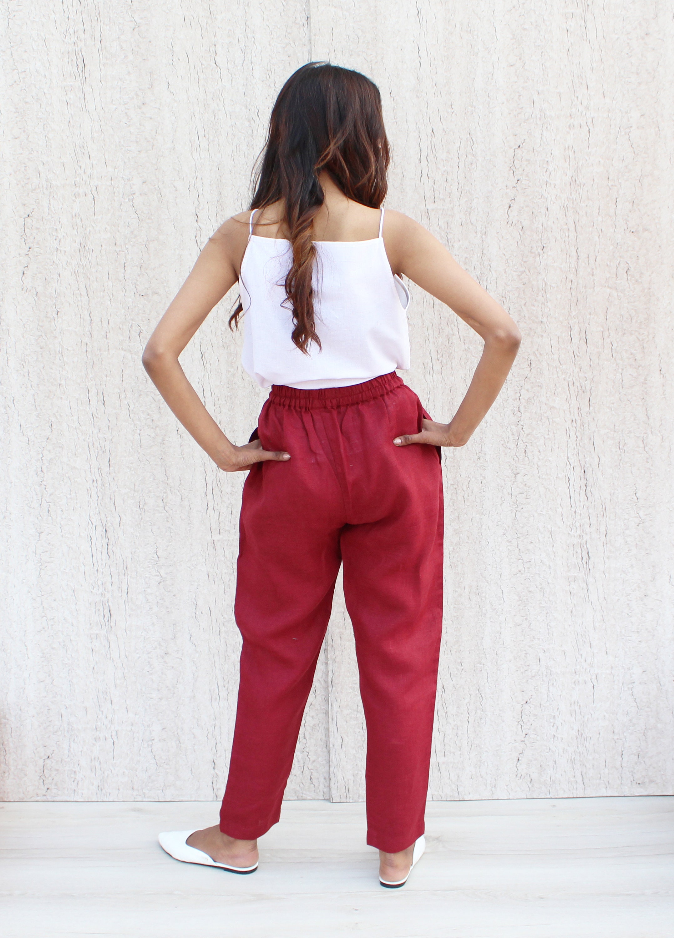 Tapered Linen Pants with Pockets Formal Linen Trousers Summer | Etsy