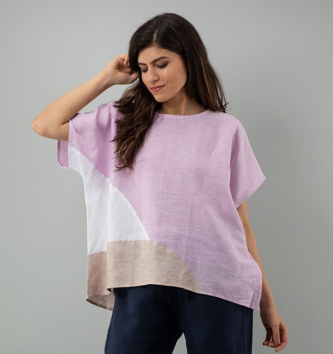 Square Linen Top * Oversized Linen Top * Wide Neck Top * Basic Linen ...