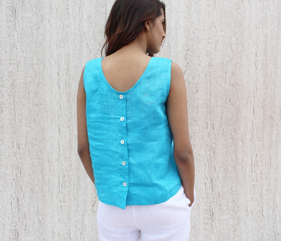 Linen Top, Sleeveless Top, Gift for Her, Organic Linen, Linen Blouse ...