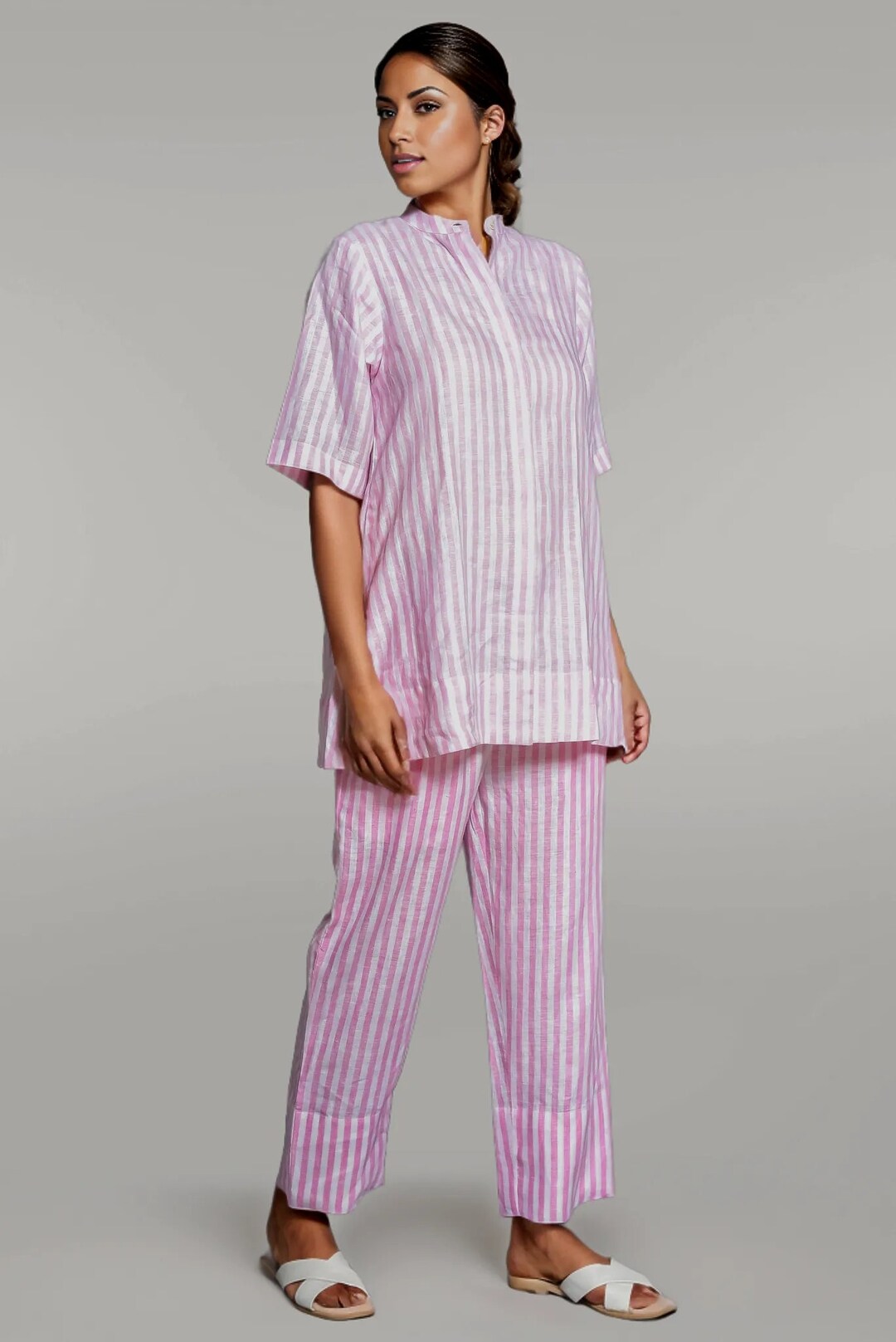 Linen Pajama Set, Linen Two Piece Set, Linen Pajama Pants and Top ...