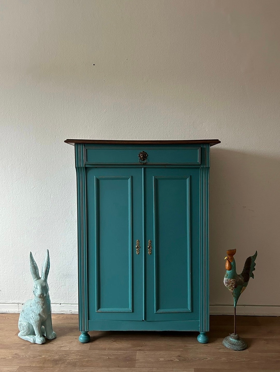 Vertiko Original Antique Country House Solid Wood in Turquoise Green - Etsy
