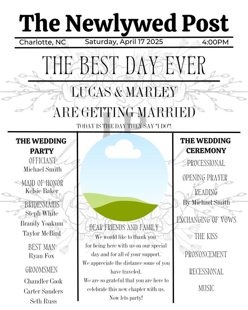 Wedding Program Digital Download Custom Wedding Ceremony - Etsy
