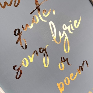 Custom Quote Print, Custom Poster in Gold | Rose Gold | Copper Foil ...