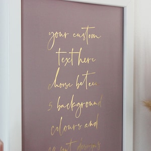 Custom Quote Print, Custom Poster in Gold | Rose Gold | Copper Foil ...