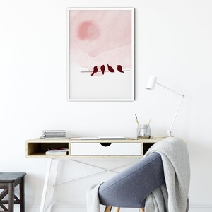Modern Minimalist Bird Art Print, Bird Poster, Prints Wall Art, Blush ...