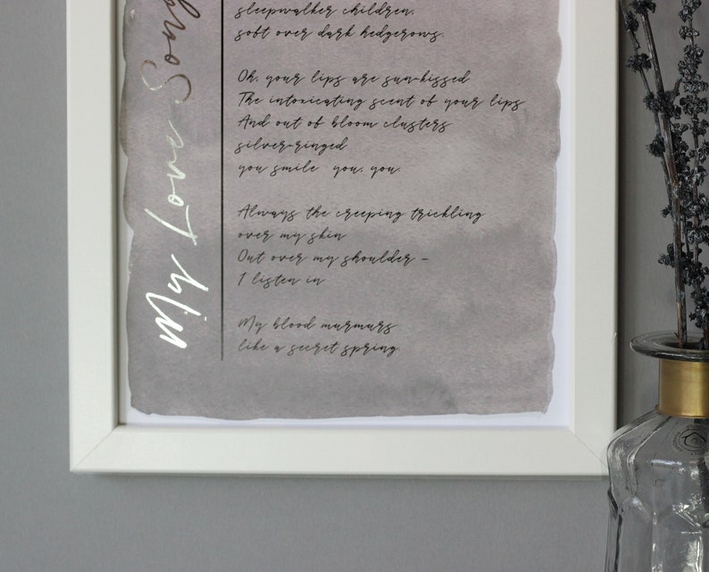 Custom Poem Print Favourite Poem Wall Art in Gold Rose Gold - Etsy