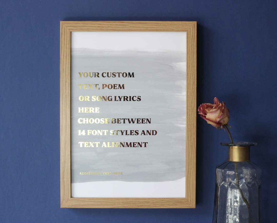 Custom Quote Print, Custom Foil Print, Personalised Quote Wall Art in ...