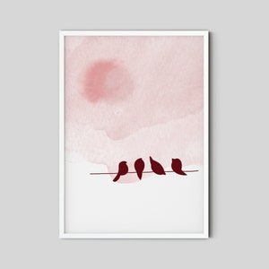 Modern Minimalist Bird Art Print, Bird Poster, Prints Wall Art, Blush ...