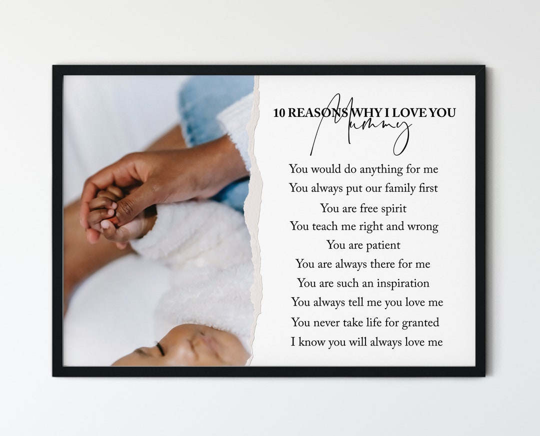 10 Reasons Why I Love You Mummy, Mother's Day Gift, Personalised Mother ...