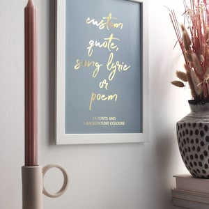 Custom Quote Print, Custom Poster in Gold | Rose Gold | Copper Foil ...