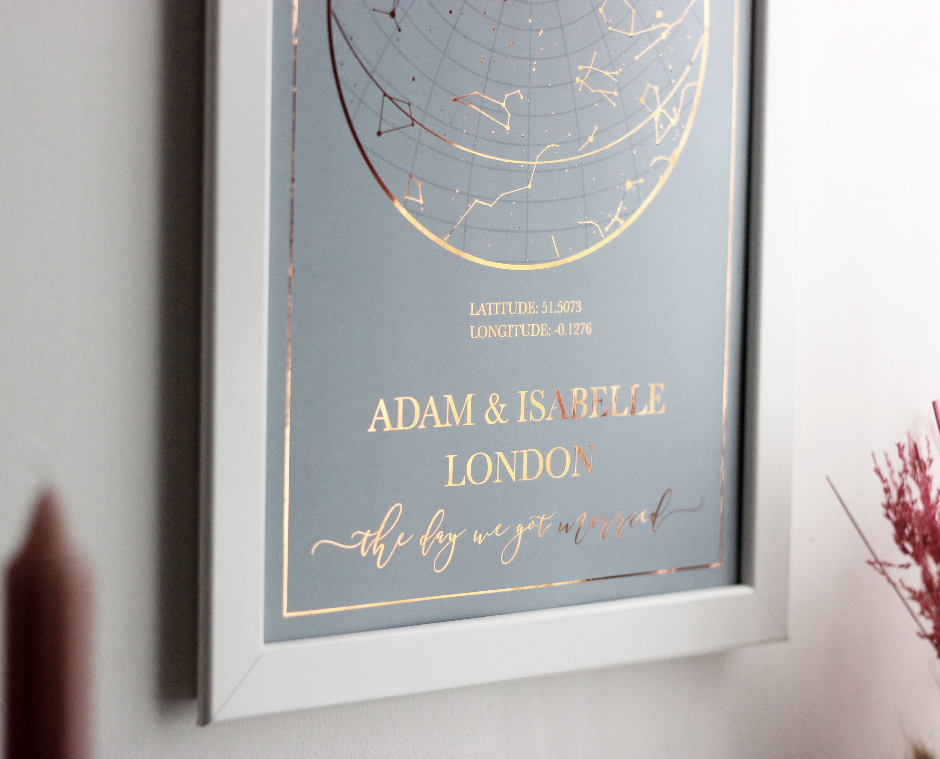Custom Foil Accurate Star Map Print by Date Metallic the Day - Etsy